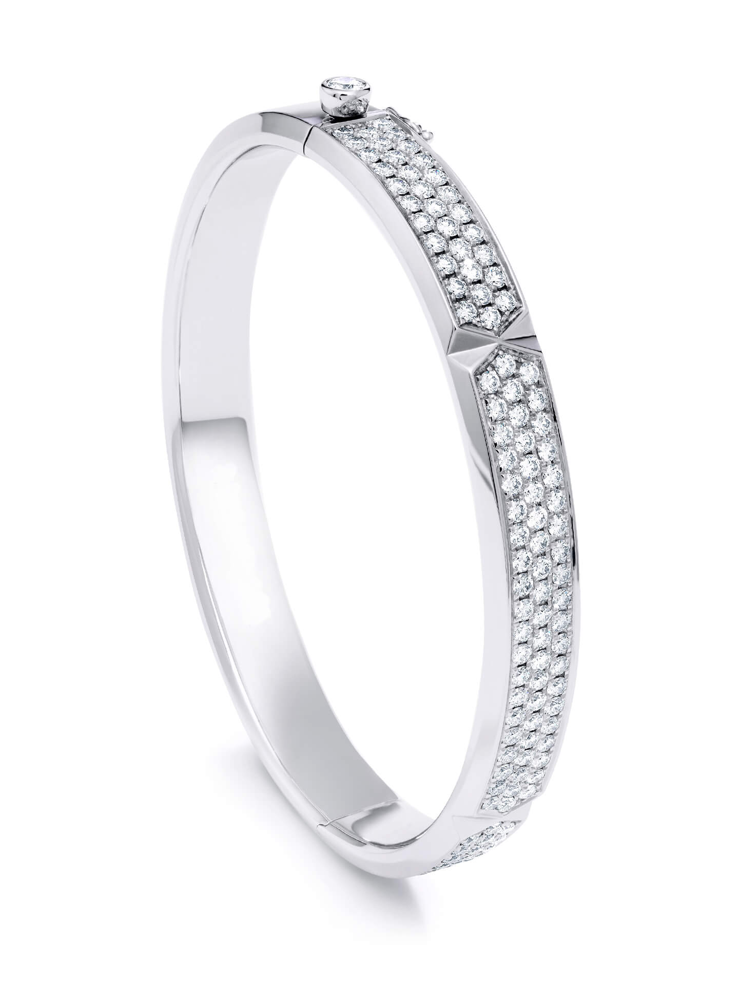Jazz White Gold Pavé Diamond Bangle | Boodles