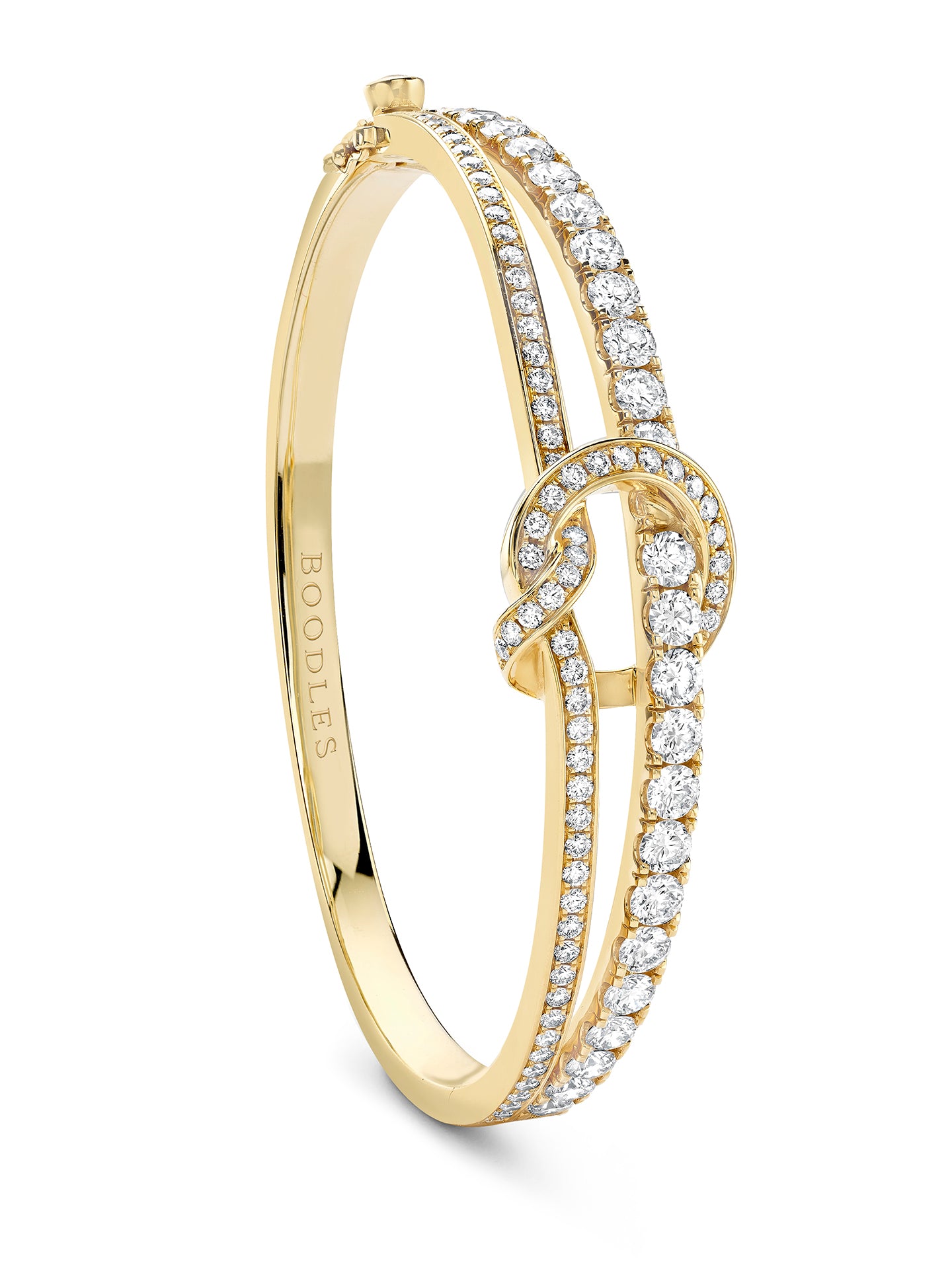 The Knot Yellow Gold Diamond Medium Bangle | Boodles