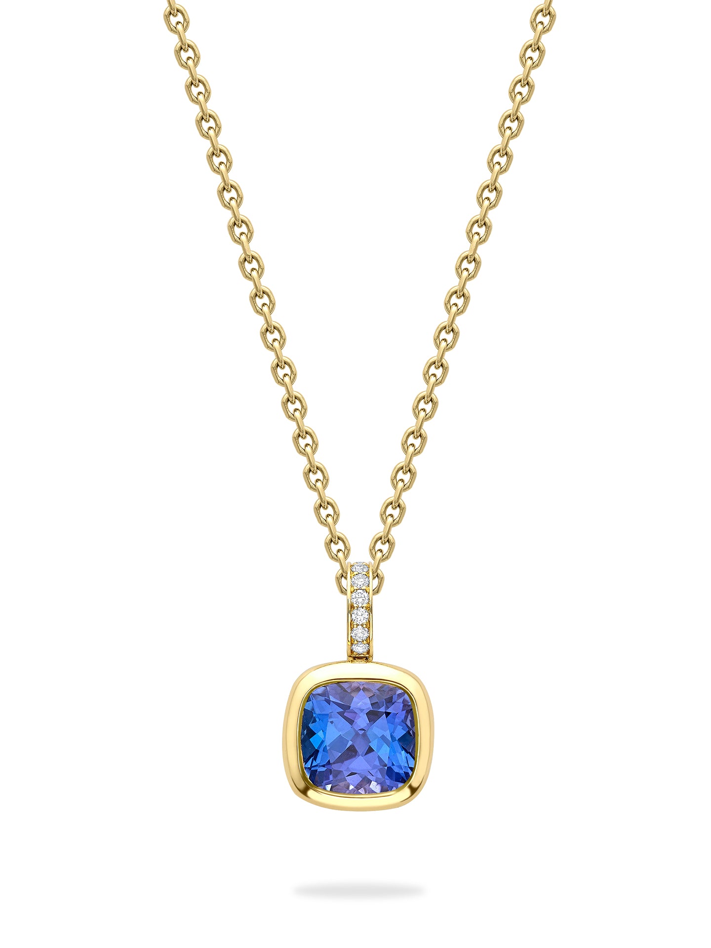Florentine Dolce Vita Cushion Tanzanite Yellow Gold Pendant Boodles