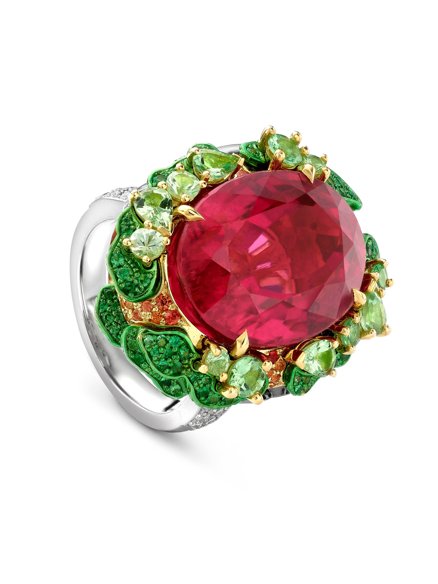 Africa Sunset Tourmaline Yellow Gold and Platinum Ring | Boodles