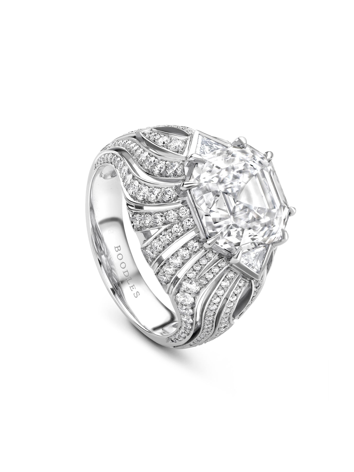 Africa Victoria Falls Asscher Diamond Platinum Ring