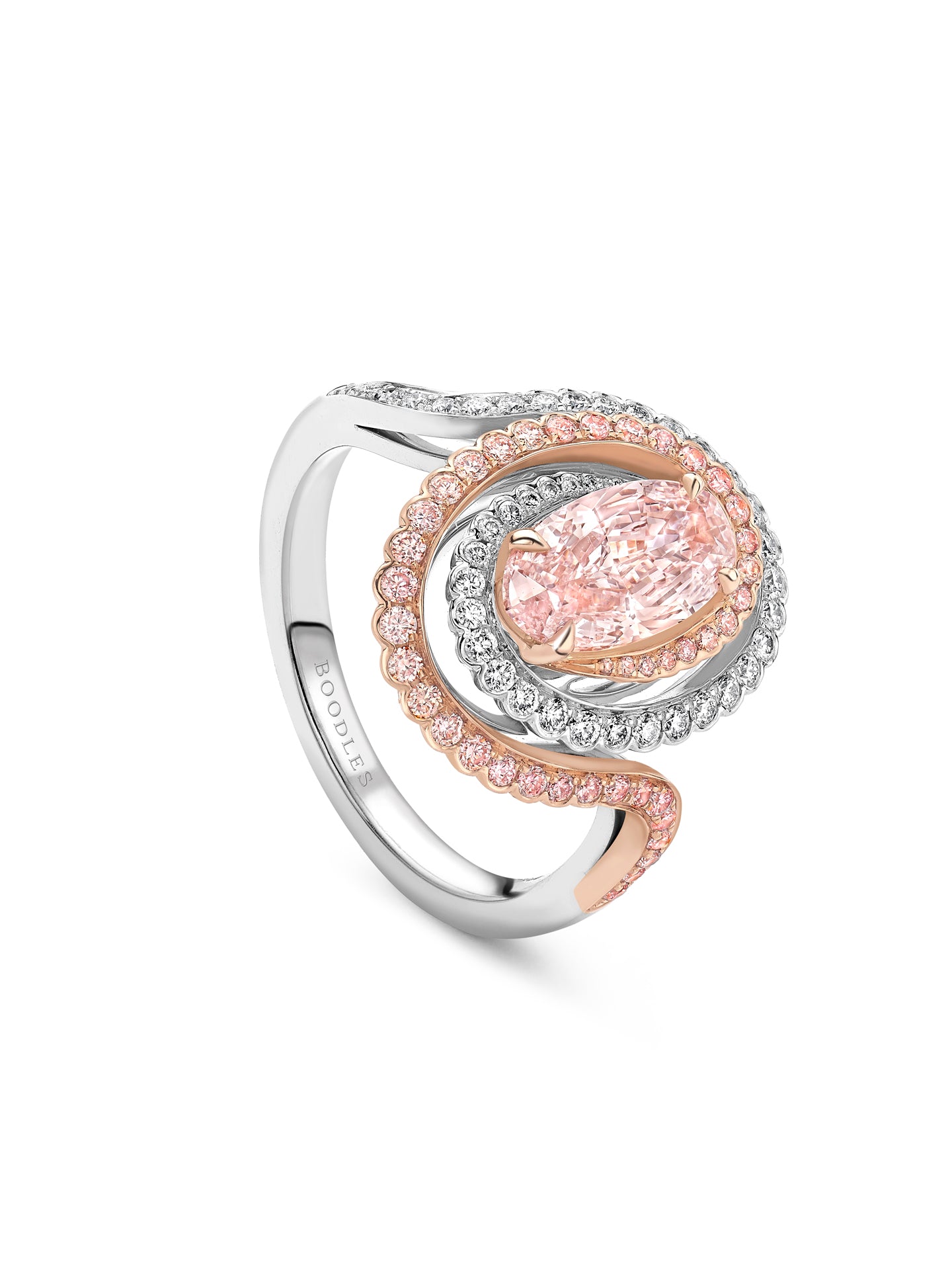 Monaco Oval Pink Diamond Platinum and Rose Gold Ring | Boodles