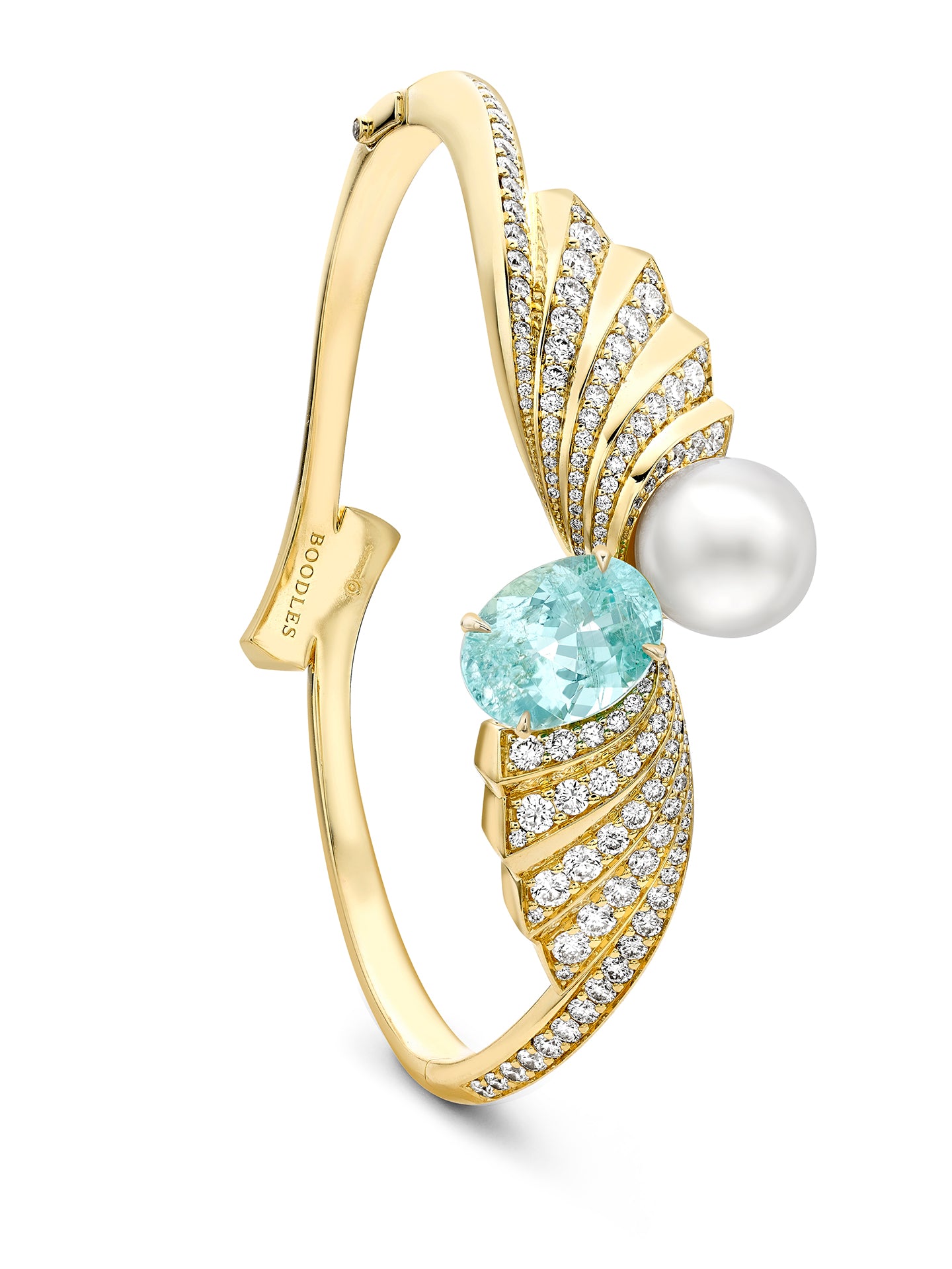 Olympian Paraiba Diamond Yellow Gold Bangle | Boodles