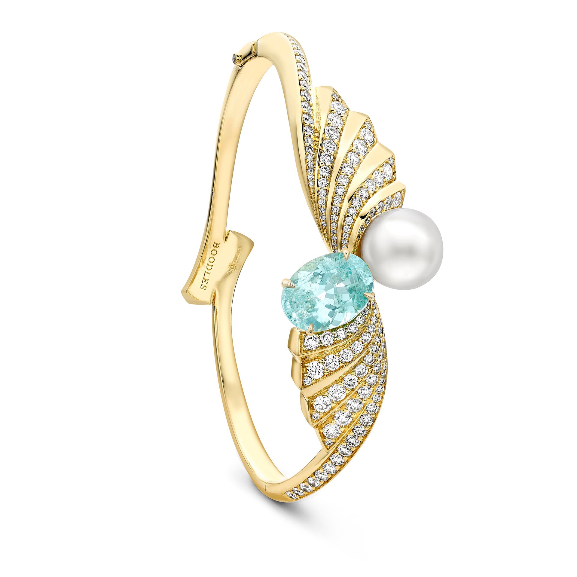 Olympian Paraiba Diamond Yellow Gold Bangle | Boodles