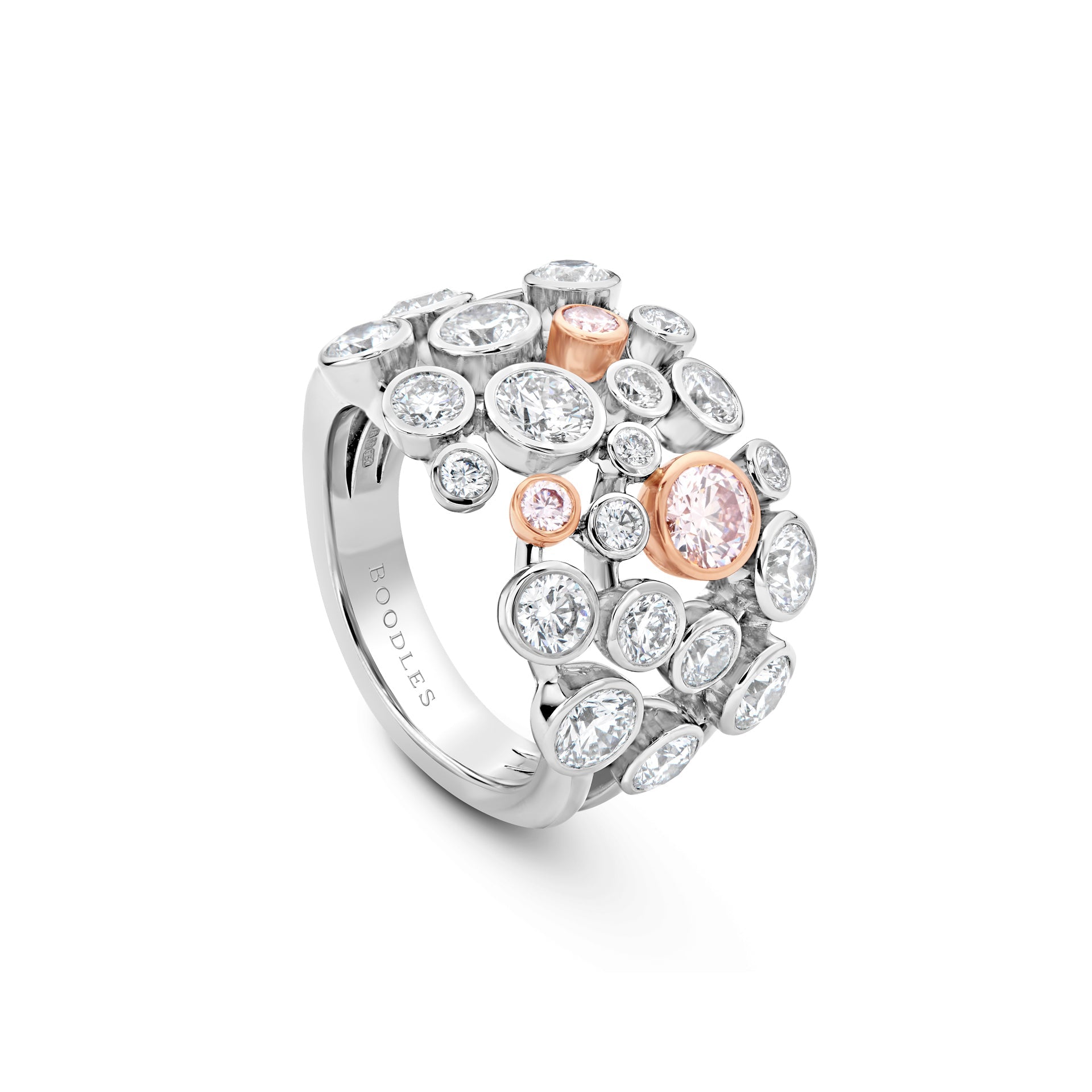 Raindance 25 Pink and White Diamond Platinum Ring | Boodles