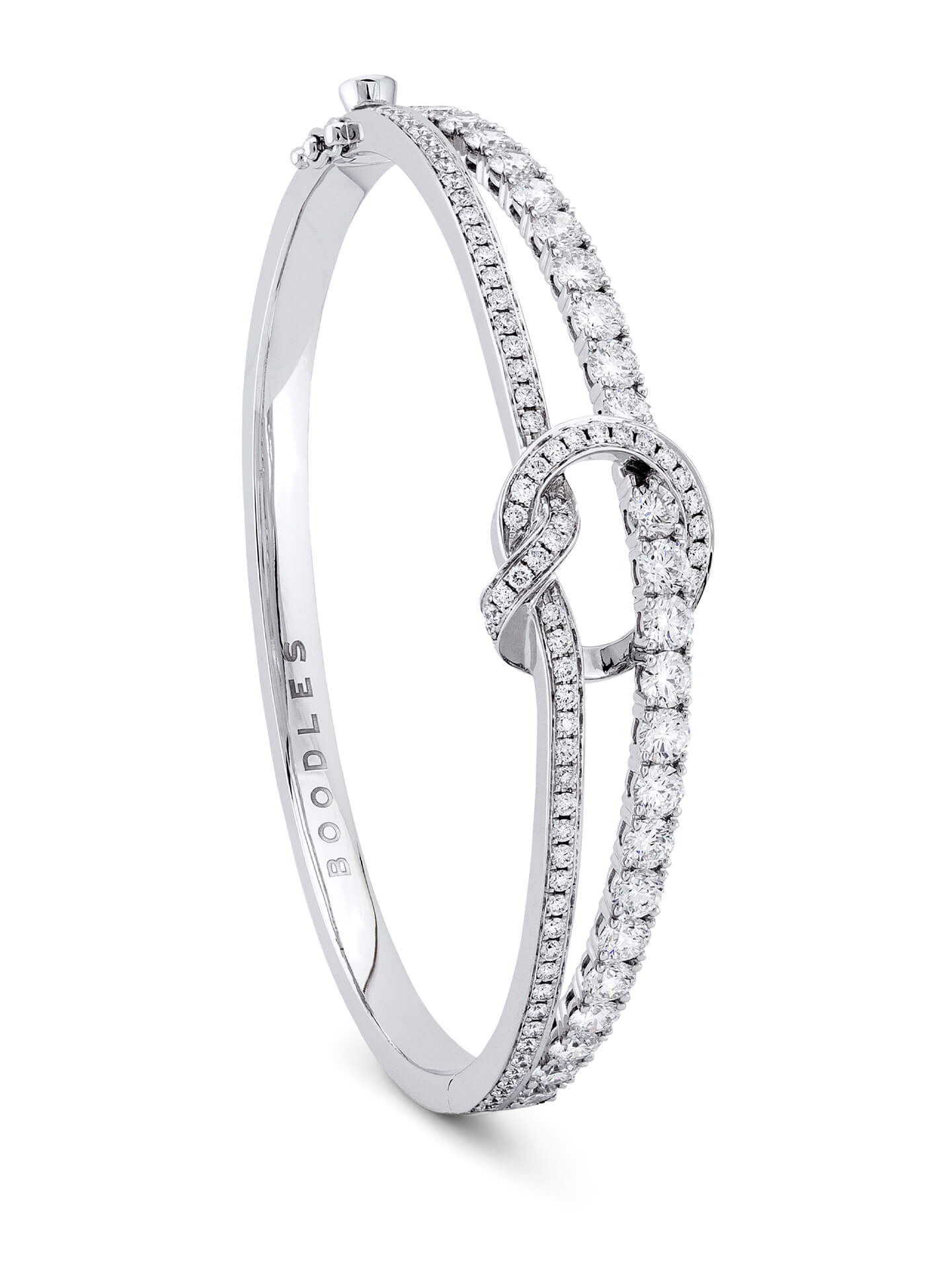 The Knot White Gold Diamond Medium Bangle | Boodles
